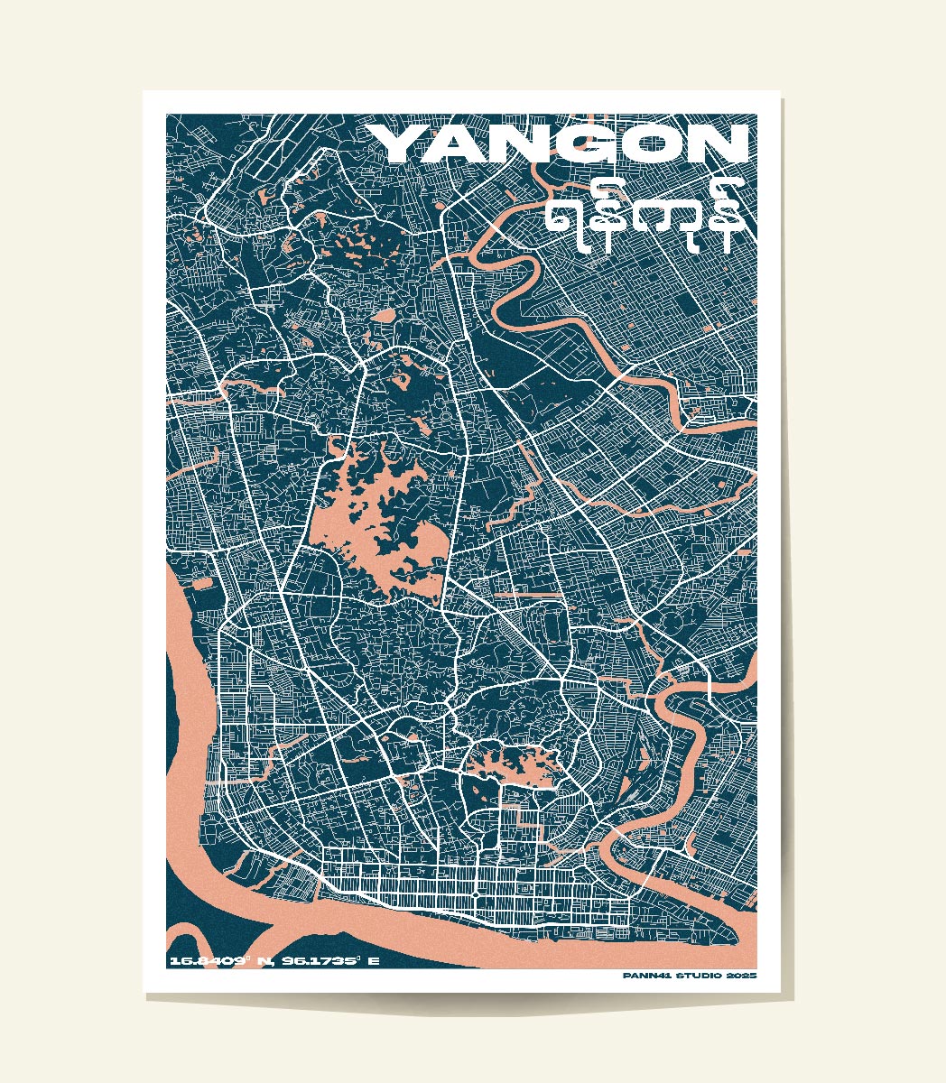 Myanmar Posters - Yangon City Map 2 - Myanmar Inspired Posters for your ...